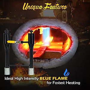 Simond Store Propane Forge Double Burner Kit, Propane Double Burner for Melting Furnace Foundry Forge Blacksmithing Jewelry Making Kiln Farrier - Steel Propane Burner with Valve
