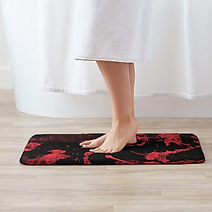 SWEET TANG Water Absorbent Classic Horror Blood Splatter Black Red Bathroom Rugs with Non Slip Rubber Backing Super Cozy Memory Foam Kitchen Mat, Washable and Quickly Drying Mat - 24 x 16 Inch