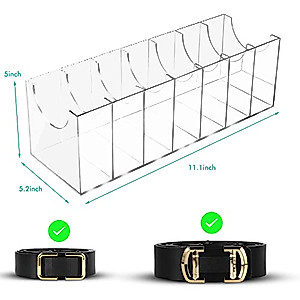Acrylic Belt Organizer， Belt Container Storage Holder,7 Compartments Clear Belt Tie Display Case for Closet and Drawer