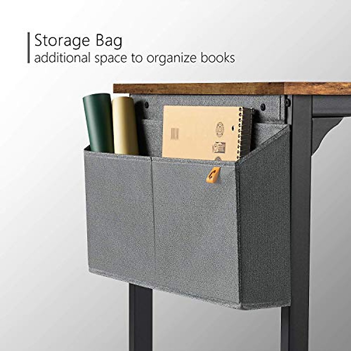 Cubiker 55 Inch Computer Writing Desk for Home Office, Study Work Table with Small Monitor Stand and Storage Bag, Easy to Assemble
