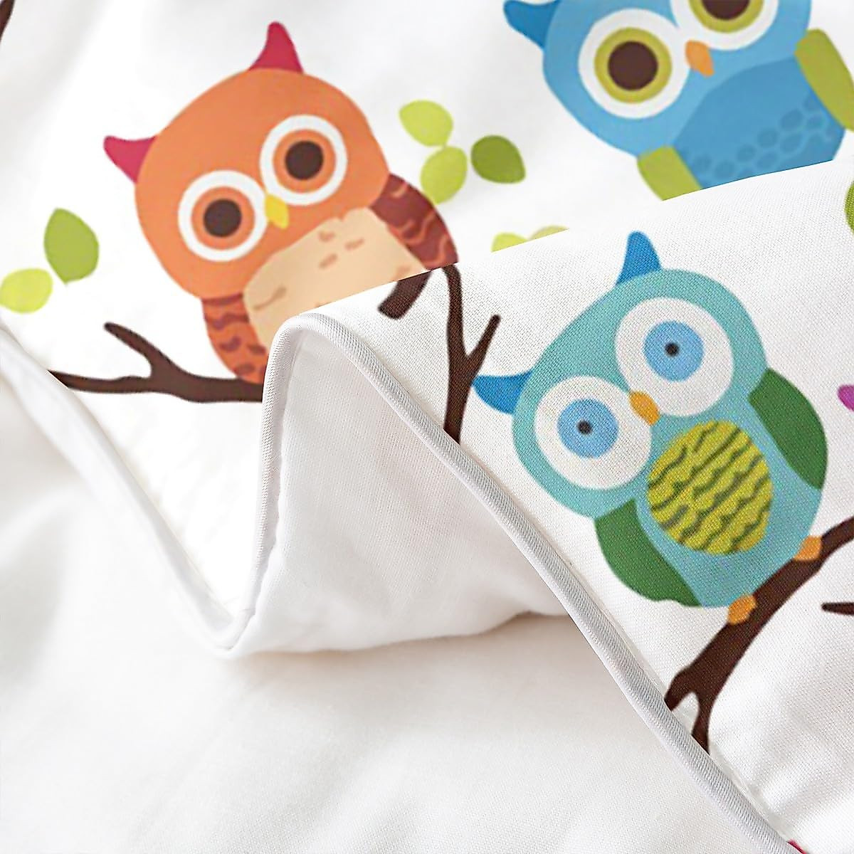 Feelyou Owl Bedding Set Twin 3D Animal Printed Comforter Cover Set for Kids Adults Bird Decor Duvet Cover 100% Cotton Cartoon Owls Design Bedspread Cover Room Decor with 1 Pillow Case, No Comforter
