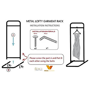Lofty Garment Rack,Clothing Racks For Hanging Clothes,Metal Strong Heavy Duty Hanging Clothes Rack for Small Spaces and Rooms,Metal Garment racks ,Pipe Clothing Rack,Portable Clothes Rail,Gold