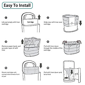6 Pack of Diaper Disposal Liners Compatible with Janibell Brand Akord, 280 Slim Model Adult Refills, Continuous Liner System Eliminates Waste