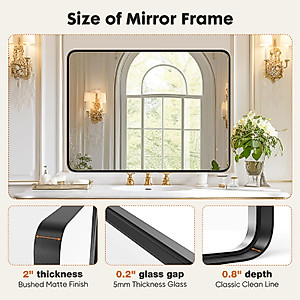 Sweetcrispy Black Bathroom Vanity Mirror for Wall, 24x36 Inch Metal Framed Wall Mirror Farmhouse Rectangle, Anti-Rust, Tempered Glass, Hangs Horizontally or Vertically