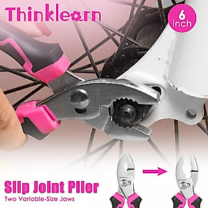 4PC Pliers Set, Premium CR-V/Cr-Ni Pink Pliers Tool Sets for Women, With Needle-Nose Plier, Slip Joint Plier, Groove Joint Plier and Diagonal Plier, for Basic Repair