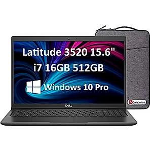 Dell Latitude 3520 3000 15.6" FHD (Intel 4-Core i7-1165G7, 16GB DDR4 RAM, 512GB PCIe SSD, UHD Graphics) Business Laptop, Backlit KB, Type-C, Wi-Fi 6, Webcam, IST Bag, Win 10 Pro/Win 11 Pro