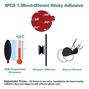 volport Extra 3M Tape Super Sticky Adhesive Replacement and Phone Magnet Sticker Disc for Reusing Grip Stand Socket Base, Circle Double Sided Car Mount Holder Strong Glue Pads Round Magic Metal Plate