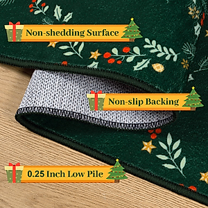 Seavish 2024 Christmas Area Rug 5x7 Area Rugs for Living Room Low Pile Soft Washable Rugs for Bedroom Aesthetic Xmas Green Diamond Floor Cover Carpet Rug for Dining Room Nursery Playroom Home Office