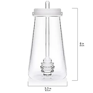 Teabloom Modern Honey Jar with Dipper and Sealing Lid - Hand-crafted with Highly Hygienic, Non-Porous Borosilicate Glass