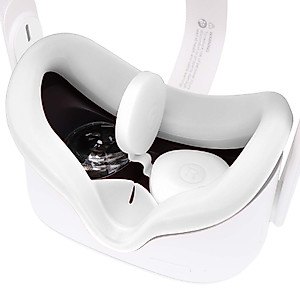VR Face Silicone Cover Mask Combo with Protective Lens Cover for Quest 2 Headset Face Pad Cushion Accessories Set Sweatproof Lightproof by X-super Home (White, Quest 2)