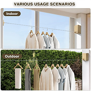 Retractable Clothesline, Retractable Clothesline Indoor, Stainless Steel Travel Clothesline, Not Sagging, Suitable for Balconies, Courtyards, Laundry Rooms, RVs, Yachts, etc