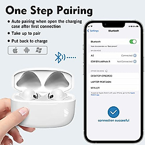 CYQ Pianogic A2 True Wireless Earbuds Bluetooth Headphones Noise Cancelling Ear Buds with USB C Charging Case IPX6 Waterproof Long Pla A WHITE