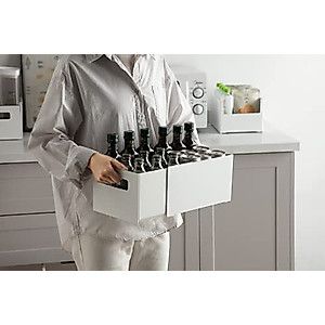 WELLHONG Long 19.69 inch Kitchen Adjustable Organizer and Storage bins, Front Dip Opening Organization with Handle for Cabinet, Shelf, Closet, Cupboard - 1Pack - Pure White