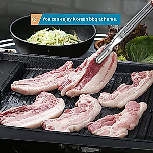 Sanbege BBQ Grill Pan with Nonstick Maifan Stone Coating and Oil Drain, 12.2" Smokeless Griddle Plate for Gas Stove, Indoor or Outdoor Open Flame Grilling (Rectangular)