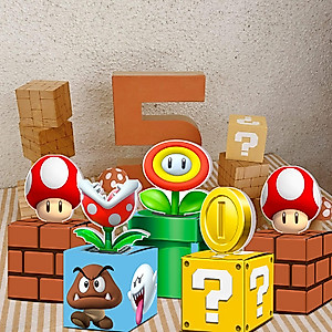 HOMEZZO Video Game Party Goody Treat Boxes, 8 Pcs Birthday Party Supplies, 5x5x5 Inches Brick Block Candy Gift Boxes for Kids Party Favor Party Table Decorations