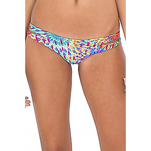 Luli Fama Women's Bajo Un Mismo Sol Zig-Zag Open Side Moderate Bikini Bottom, Multi, Large