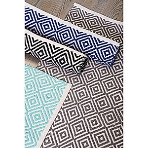 DII Woven Cotton Throw Rug, Area Rugs for Kitchen, Bedroom, Bathroom or Entry Way, Small Rug, 2x3, Diamond Aqua