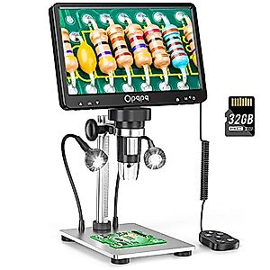 Opqpq LCD Digital Microscope 1200X, 7'' Coin Microscope for Error Coin, 1080P Soldering Microscope with 12MP Camera Sensor, Microscope for Adult with 10 LED Lights, Wired Remote, Windows/mac PC View