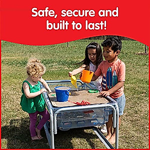 edxeducation Sand and Water Table Set - Water Sensory Table for Kids - 23”H - Tubular Steel Frame - Includes 2 Mini Tuff Trays and Plug - Indoor and Outdoor