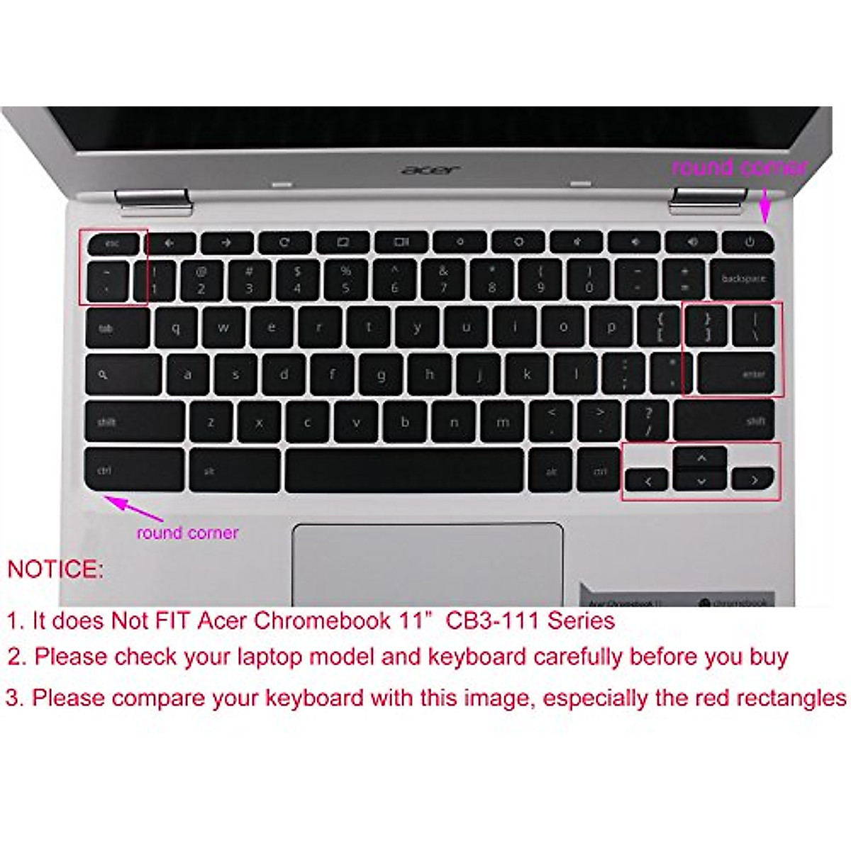 Keyboard Cover Compatible for Acer Chromebook R11 CB3-131, Acer Premium R11,Acer Chromebook R13 CB5-312, Acer Chromebook 14 CB3-431 CP5-471,Acer Chromebook 15 CB3-531/532 CB5-571 C910 (Ombre Purple)