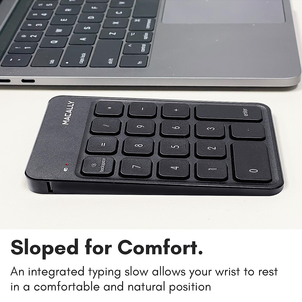 Macally Wireless Number Pad | Numeric Keypad | Wireless 10 Key for Laptop PC Computer Notebook Surface Chrome (2.4G USB) Perfect for Data Entry Numpad Number Keyboard