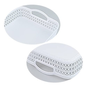 Saedy White A4 Paper Storage Baskets, Plastic Organizer Basket Tray, Set of 6