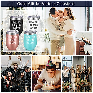 Gtmileo Thank You Gifts, 4 Pack Thank You For Being Awesome Stainless Steel Insulated Wine Tumbler, Christmas Birthday Appreciation Gifts for Women Coworker Teacher Employee Friends(12oz, Multi Color)