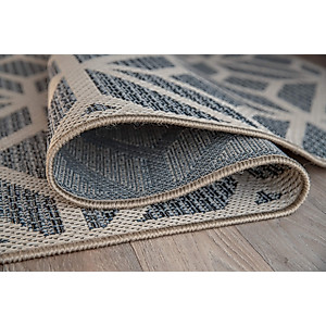 Rugshop Contemporary Geometric Rug for Patio, Dec, Balcony, Indoor/Outdoor Area Rug 7'10" x 10' Blue