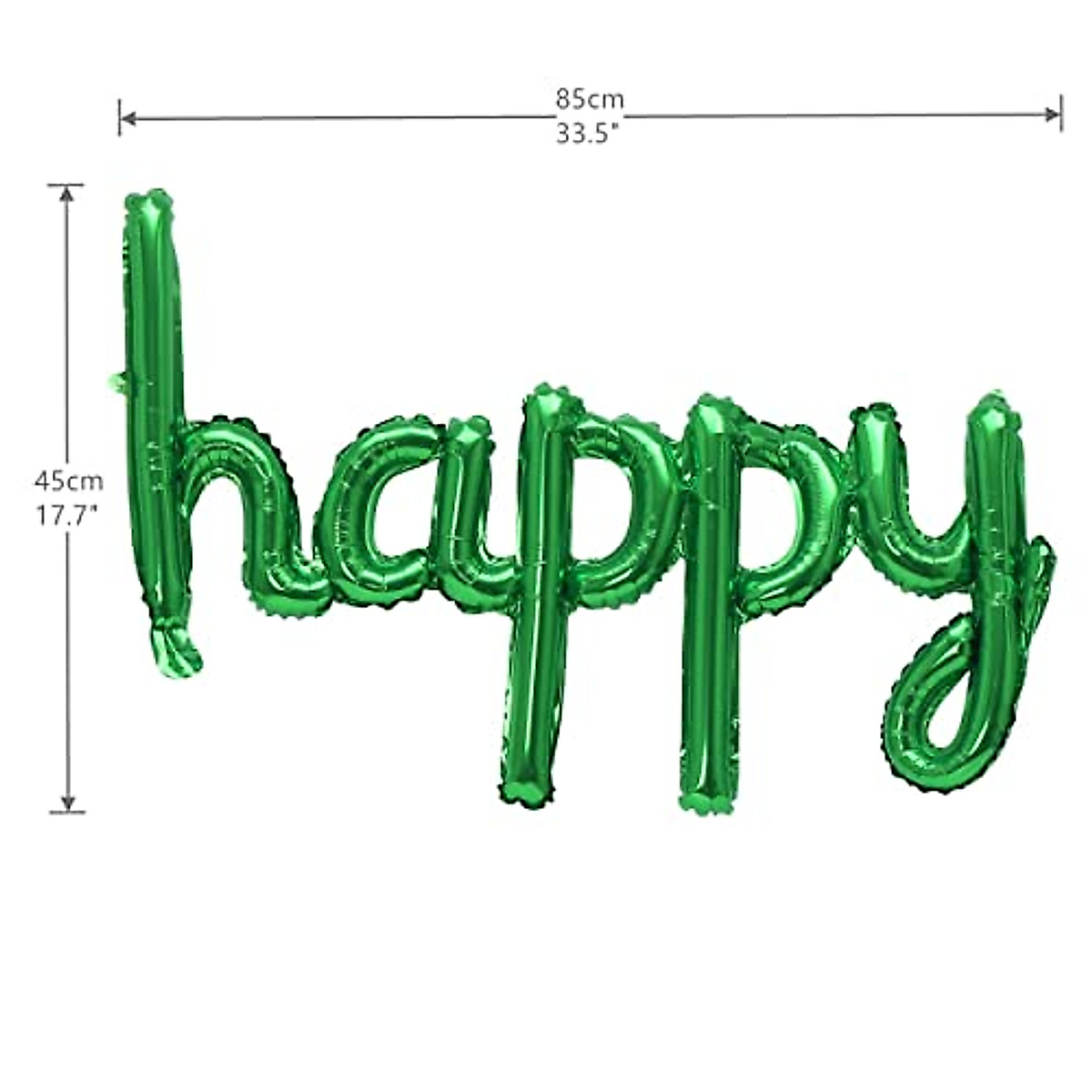 Happy Birthday Balloons Banner 16 Inch Hanging Birthday Balloons 3D Silver Foil Cursive Script Letter Balloons for Kids and Adults Birthday Party Decorations Supplies (Emerald Green)