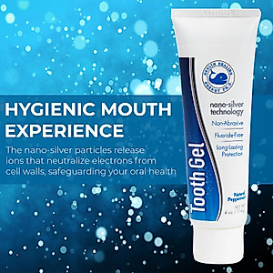 Toothpaste Gel Nano Silver Technology - Fluoride Free, SLS Free, Non-Abrasive, No BPA, Non-staining, Family Friendly, Promotes Fresh Breath and Mouth, Natural, Peppermint, 4oz