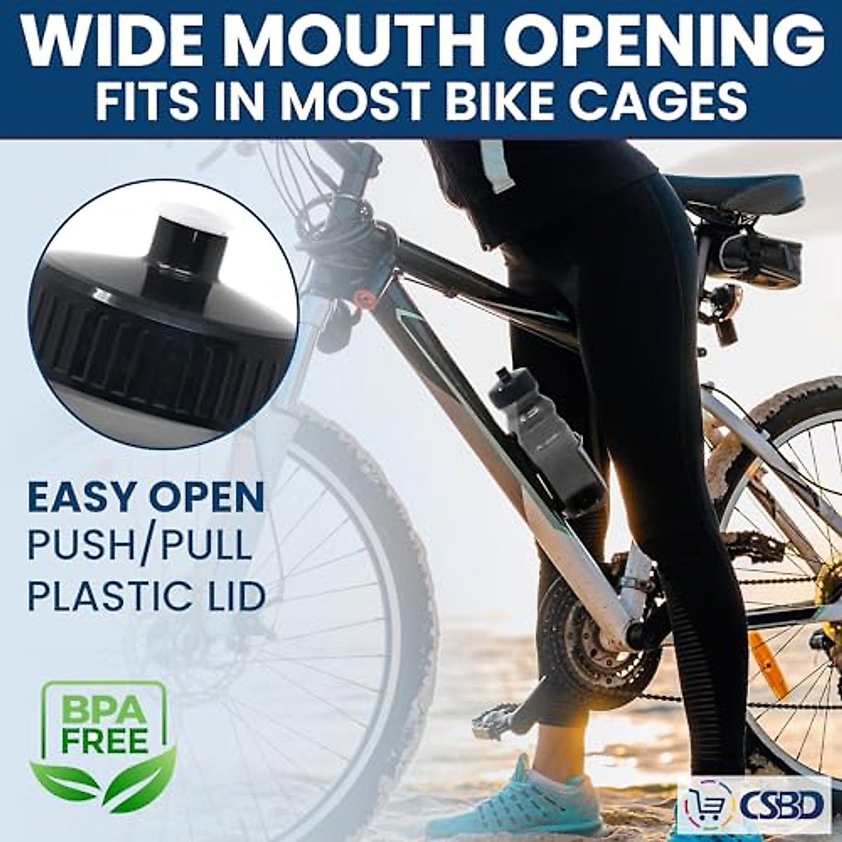 CSBD 20 oz. Bulk Water Bottles, 10 Pack, Made in USA, Blank Plastic Reusable Water Bottles for Gym, Cycling, BPA Free, Plastic Water Bottles Pull Top Cap for Sports, Translucent Smoke