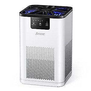 AROEVE Air Purifiers for Bedroom H13 True HEPA Air Purifier With Aromatherapy Function For Pet Smoke Pollen Dander Hair Smell 20dB Air Cleaner For Bedroom Office Living Room Kitchen, MK06- White