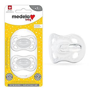 Medela Baby Pacifier | Newborn 0-2 Months | 2-Pack | Includes sterilizing case | Silicone- and BPA-Free | Supports Natural Suckling | Clear