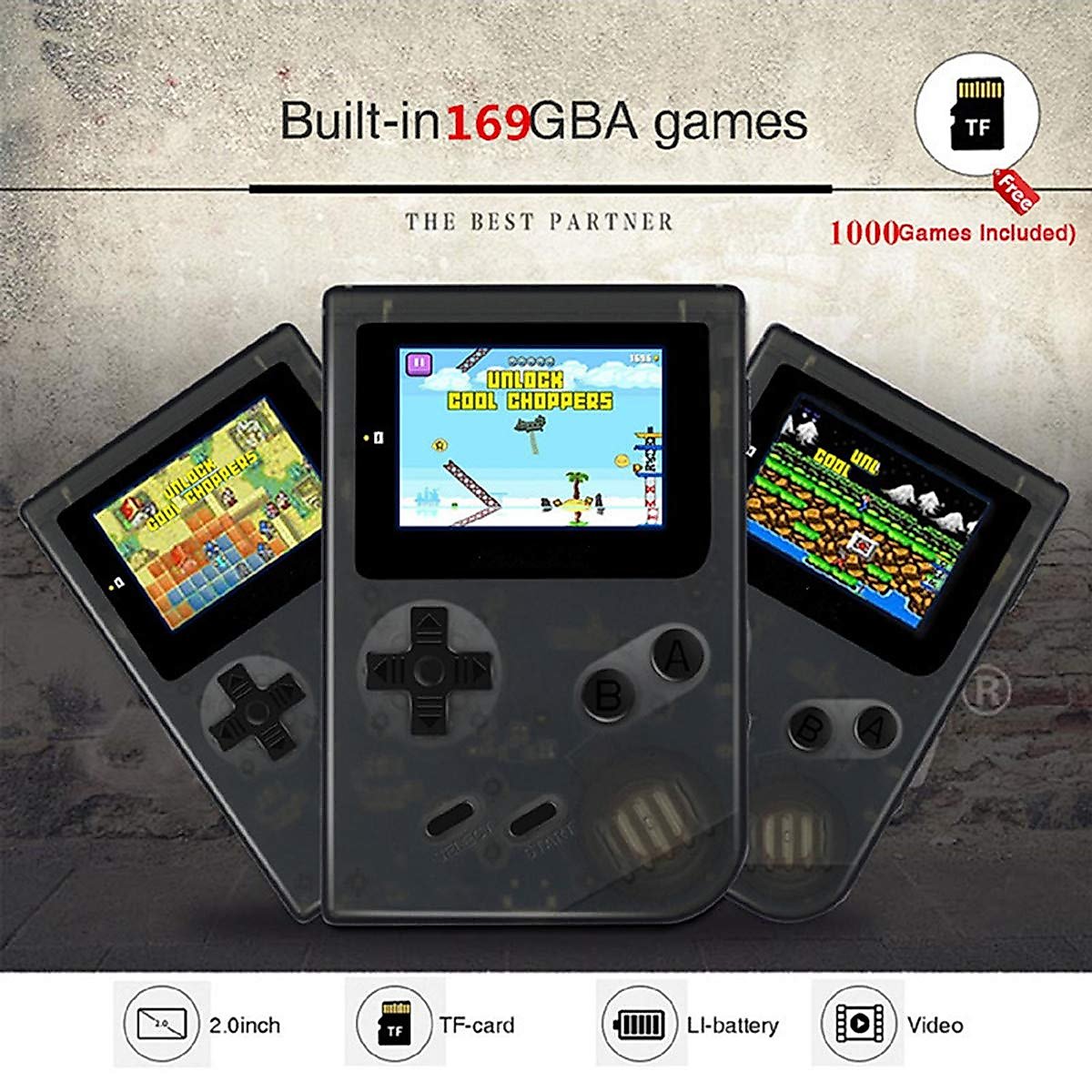 Handheld Games Consoles , Retro TV Game Console Video Game Console Player 2.0 Inch Game Console with 1169 GBA System Classic Games for Kids Gift (White)
