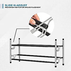 USTECH 2 Tier Adjustable Shoe Rack Storage Organizer | Portable, Large, Free Standing Closet Shelf for Bedroom and Entryway | Metal Shoe Shelf for Kids and Adults | 8 Pairs of Shoes