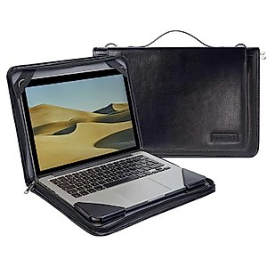 Broonel Black Leather Laptop Messenger Case - Compatible with HP EliteBook 835 G9 13" Touch WUXGA Laptop