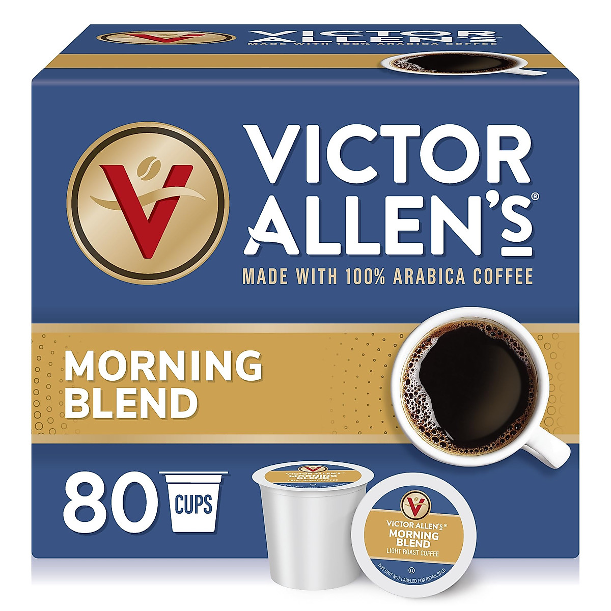 Victor Allen 's Coffee K Cups Single Serve Light Roast Coffee Keurig 2 Brewer Compatible, Morning Blend, 80 Count (Pack of 1)