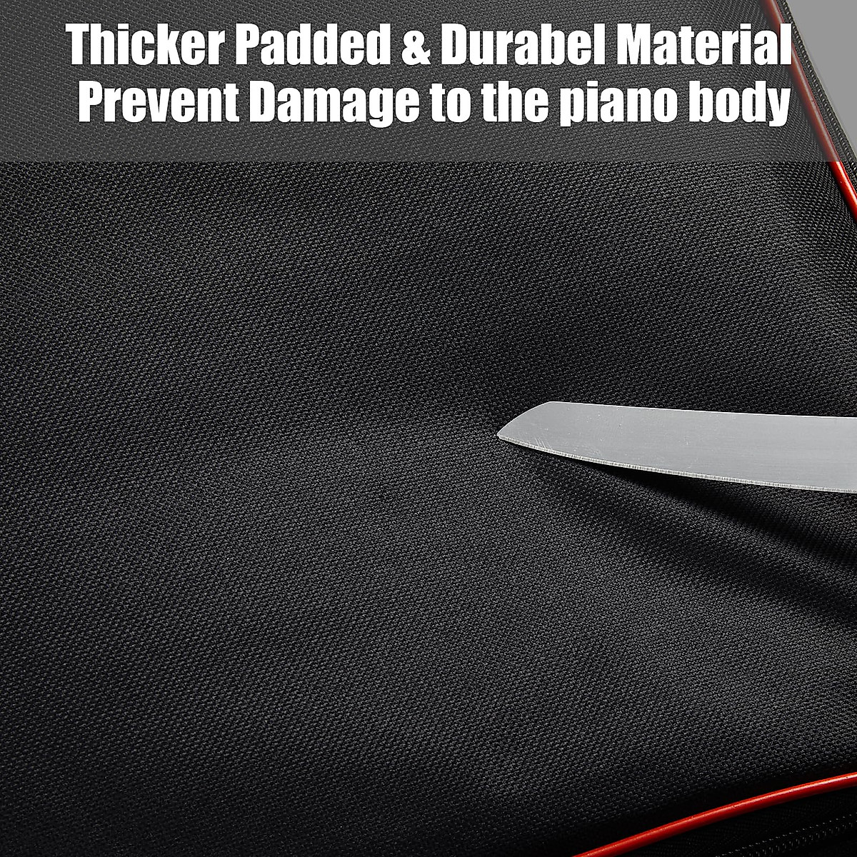 61 Key Keyboard Case,Electric Keyboard Bag Piano Gig Bag,Waterproof Keyboard Cover,600D Oxford Cloth Keyboard Carrying Case with 10mm Cotton Padded Keyboard Case Bag.40.1"x15.7"x4.7 Black+Red