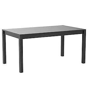 Kmax Dining Table Farmhouse Wood Kitchen Table Rectangular Table for Living Room,Dining Room,59”x35.5”x30” Inches,Black