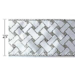 Christmas Ribbon Wired, 6 Rolls 2.5 Inch 36 Yard Silver Sheer Glitter Organza Wired Edge Ribbons for Christmas Tree, Gift Wrapping, Assortment Ribbon for Crafts, DIY, Christmas Tree Ribbon