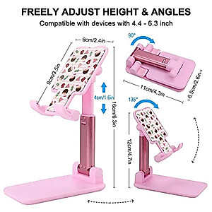 Summer Pattern with Camera Cell Phone Stand Foldable Adjustable Cellphone Holder Desktop Dock Compatible with iPhone Switch Tablets (4-13")