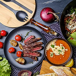 ACASSA Black Dinner Plates Set of 4, Kitchen Plates, Matte Black Plates, Modern Dinner Plates, Dishwasher Safe, Unbreakable Dinnerware, Bamboo Fiber, Lightweight, Sustainable (Black, 10 inch)