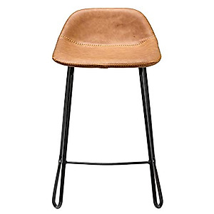 Cortesi Home Ava Counterstools in Saddle Brown faux Leather, 25" High,CH-CS624959