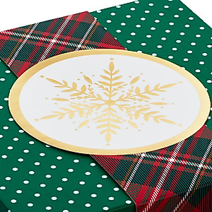 Hallmark Christmas Gift Boxes 3-Pack Assorted Sizes (Red & Green Stripes, Plaid, Polka Dots) for Hostess Gifts, Holiday Parties, Wrapped Treats