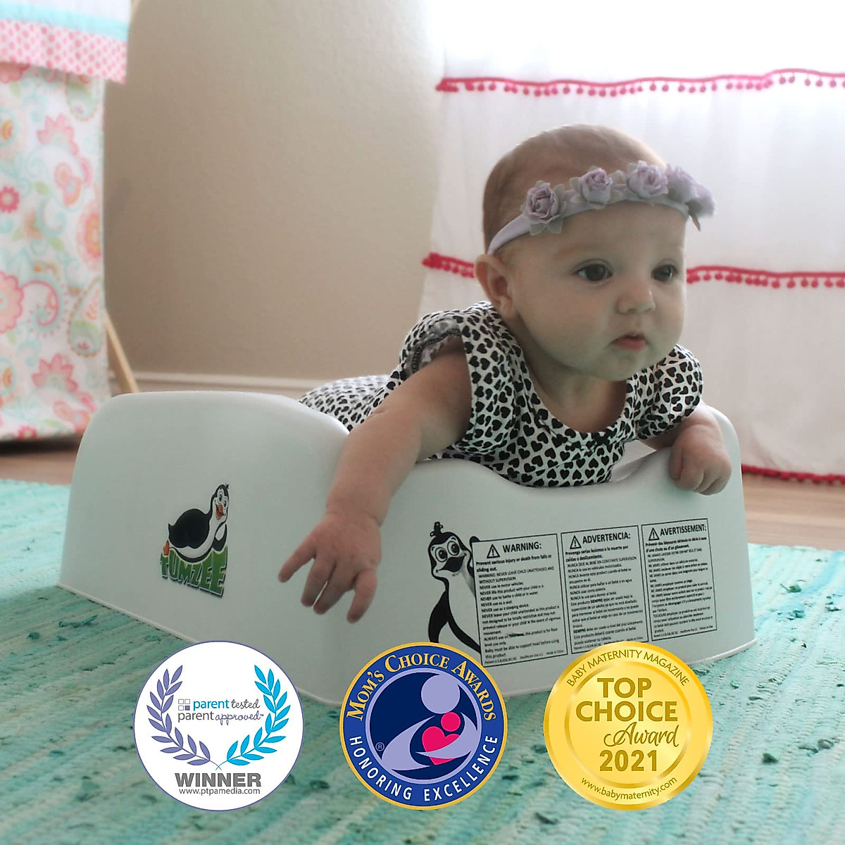 Tumzee Tummy Time Incline Tool – Making Tummy Time Fun – Frees Baby’s Arms to Play – Lets Baby See and Interact with World – Develops Baby’s Hand-Eye Coordination