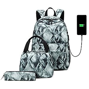 Rcuyyl Teens Bookbag Schoolbag 3pcs Set Backpack 3pcs Set Cute Kawaii Rucksack for School Bag Cute Aesthetic Backpack Travel Rucksack School Bag (Black)