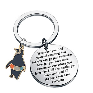 TIIMG Penguin Inspirational Keychain Penguin Lover Animal Jewelry Motivational Quote Gift (Penguin whenever)