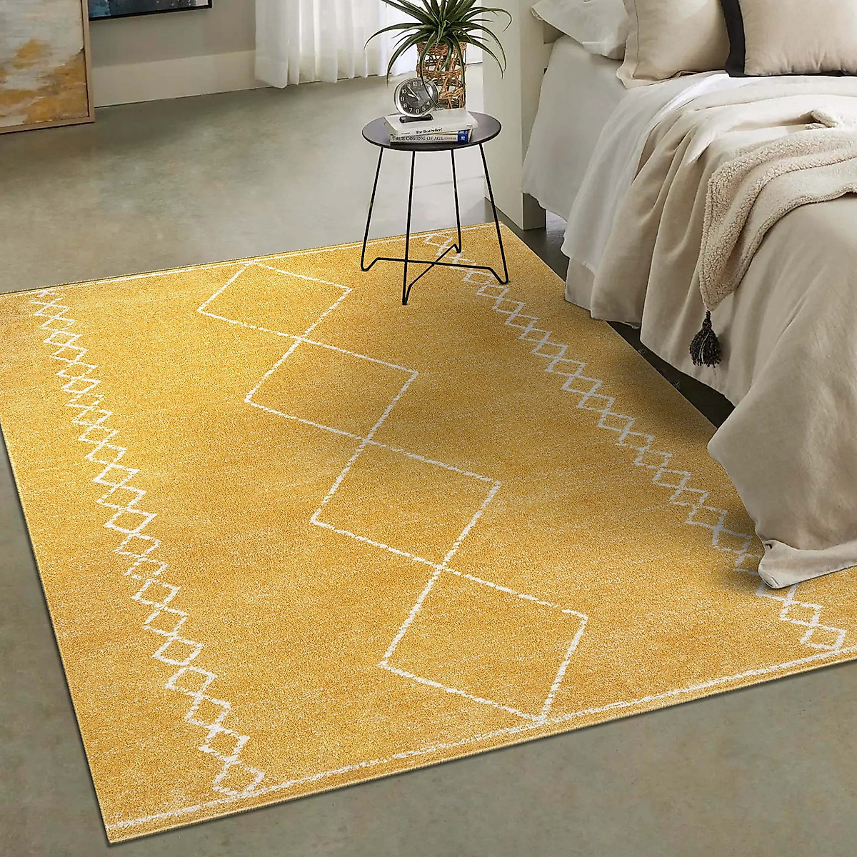LUXE WEAVERS Daphnes Yellow 9x12 Boho Moroccan Geometric Area Rug 2735