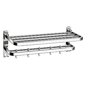 MaiHongda Bathroom Towel Rack with Tower Bars SUS 304 Stainless Steel Bath Towel Shelf (TR-2T Silver)