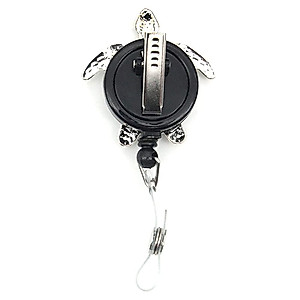 Aquamarine Enamel Sea Turtle Retractable ID Badge Reel,Name Card Holder for Nurse